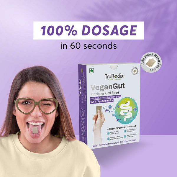 TruRadix Vegan Gut Probiotic Oral Strips: Boost Digestion & Immunity ...